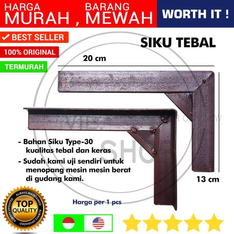 Jual BESI SIKU L TEBAL 13 CM x 20 CM TAHANAN RAK GANTUNG 5x8 5x8 INCH 1 ...