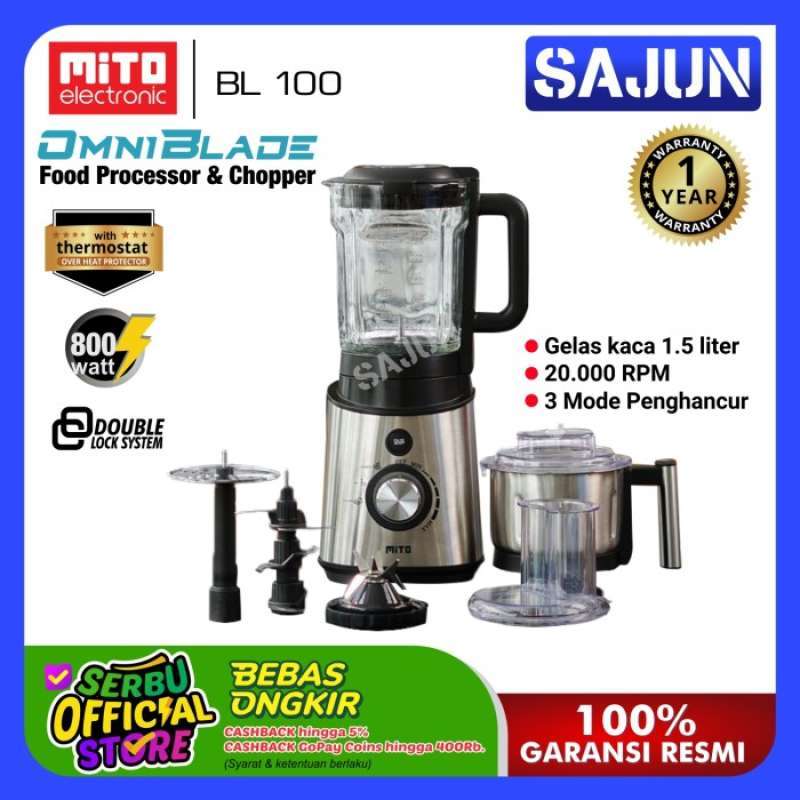 Promo Mito Food Processor 1,5 Liter Bl-100 Omni Blade Blender Bl100 ...