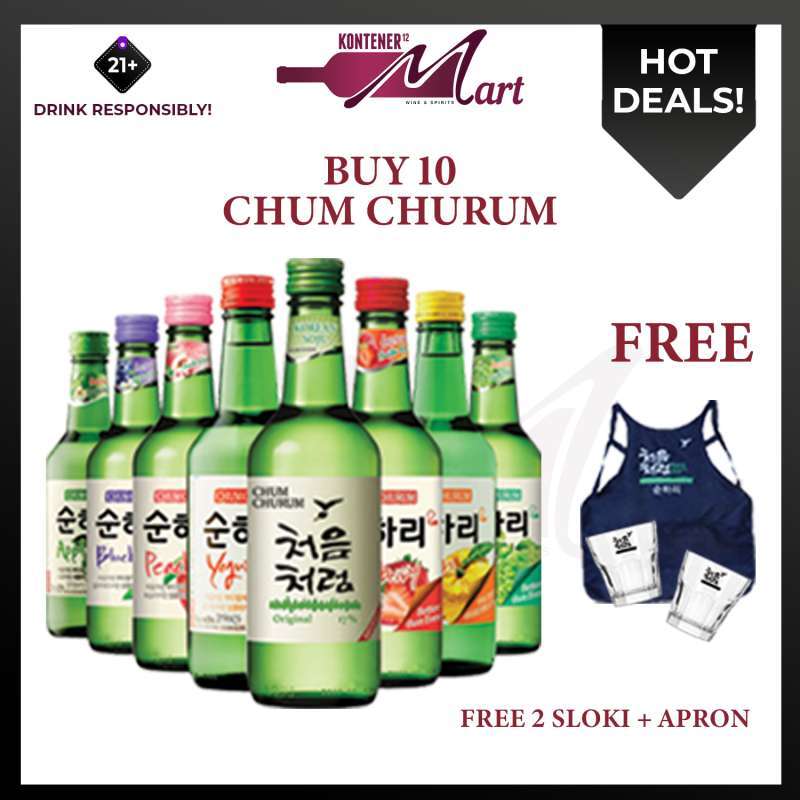 Jual Chum churum soju Special buy 10 Free 2 sloki + Clemek di Seller ...