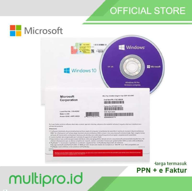 Jual Microsoft Windows 10 Pro 64 Bit FQC 08929 Di Seller MULTIPRO ID Official Store Pejagalan