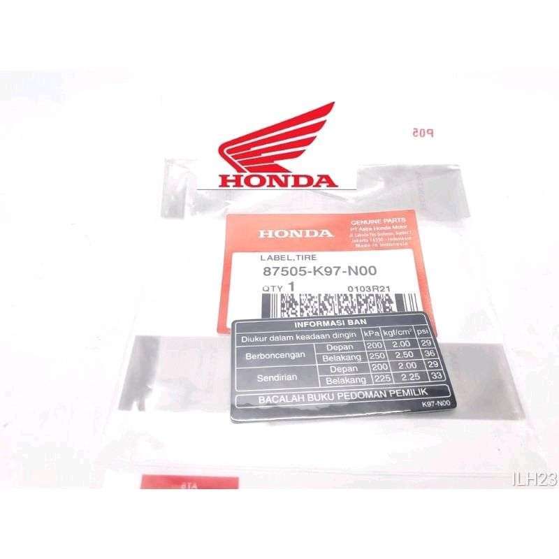 Jual 87505-k97-n00 Label Ban Sticker Informasi Tekanan Ban Pcx 150 ...