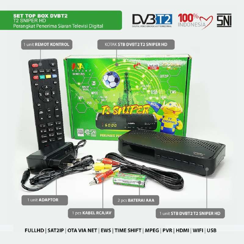 Jual Stb Tv Digital Dvb T2 Tanaka Sniper T2+antena Uhf Matrix Hd-201+kabel Tv Panjang 15m/20m ...
