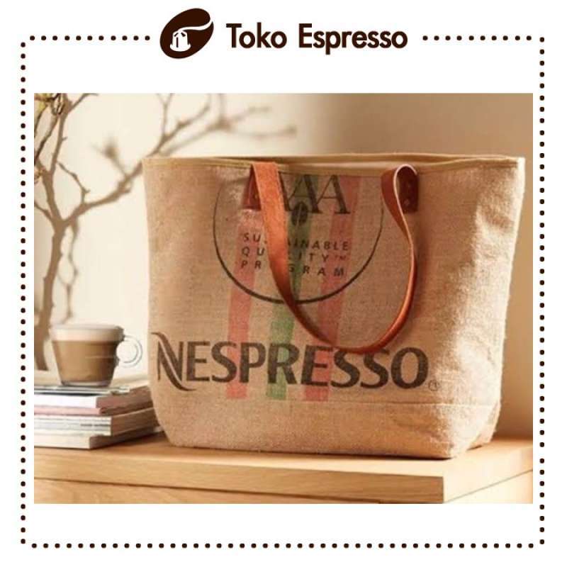 Jual Nespresso Jute Tote Bag Shopping Carry Reusable Sustainable Di ...