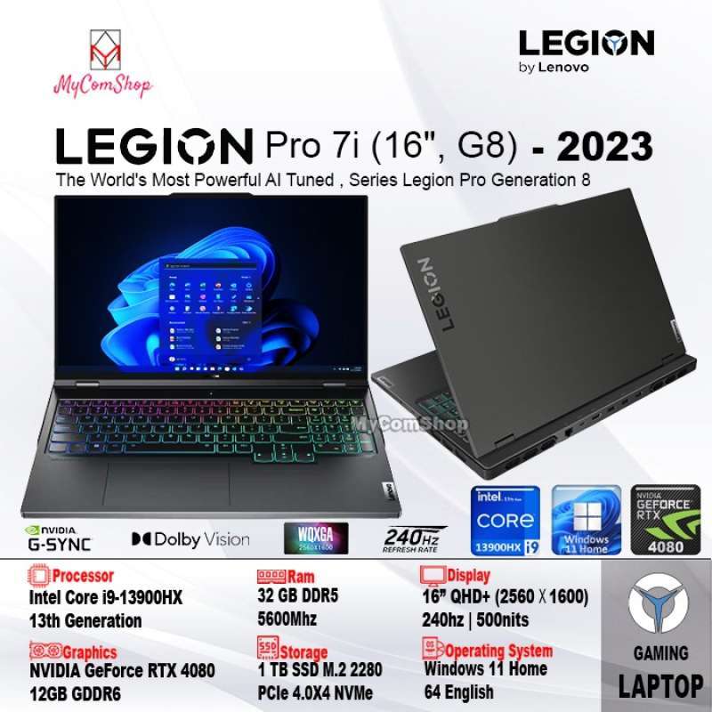 Jual Lenovo Legion Pro 7i G8 I9-13900hx 32gb 1tb Ssd Rtx 4080 12gb 16 ...