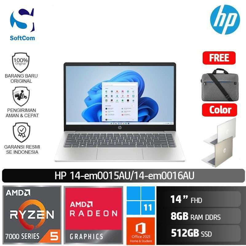 Promo Hp 14 Em0015au Em0016au Notebook [ryzen 5-7520u/8gb/512gb Ssd/14 ...