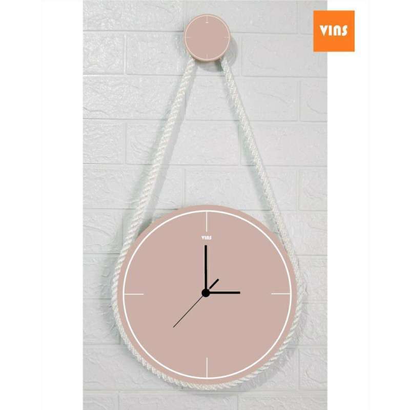 Jual Jam Dinding Kayu / Wall Clock Shaby Scandinavian Tali Desain ...