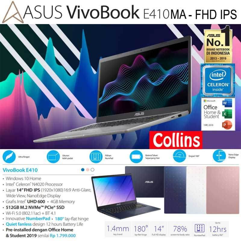 Jual Laptop Asus E410ma Intel N4020 Ddr4 4gb 512gb Ssd 14 Fhd Ips W10 ...