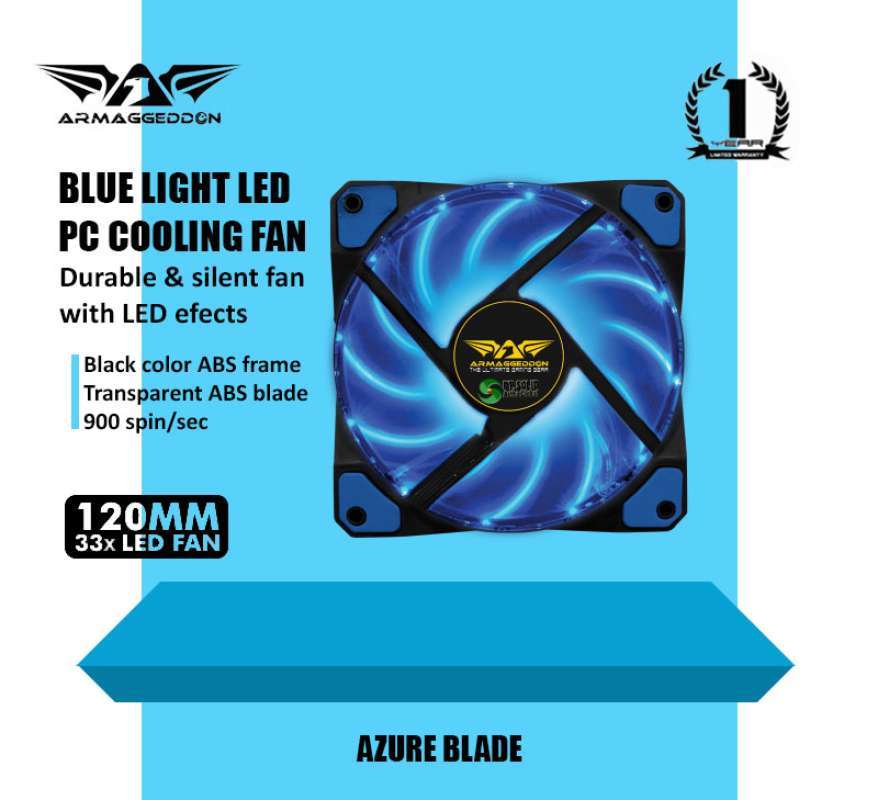 Jual fan casing Armaggeddon Azure fan 120mm - Blue light LED PC cooling ...