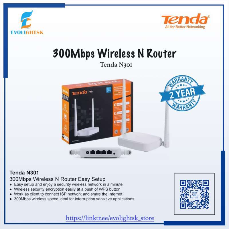 Promo TENDA N301 Router Wireless 300Mbps Easy Setup Router Diskon 14% ...