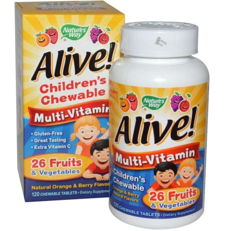 Jual MULTIVITAMIN ANAK / Multivitamin ALIVE Chewable Children Natures ...