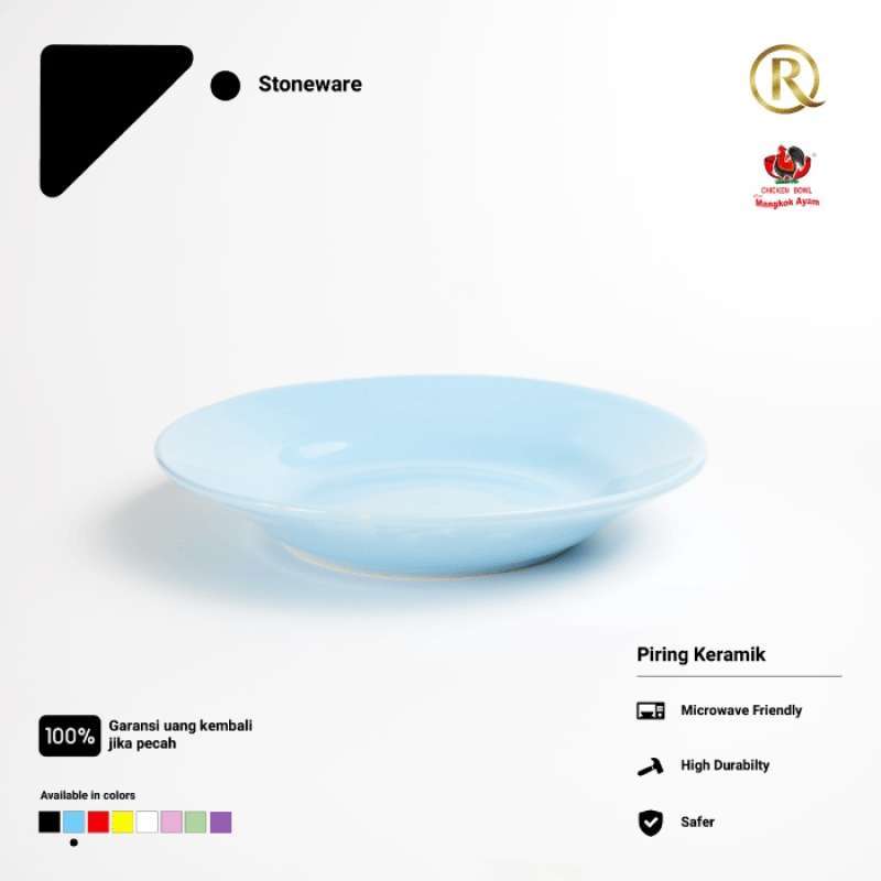 Jual Piring Makan Keramik 8.5inch 22cm Biru Polos Piring Nasi, Mie di ...