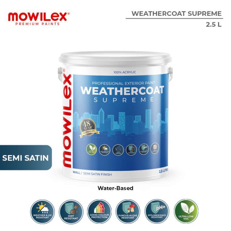 Promo Mowilex Weathercoat Supreme Cat Tembok Eksterior 2 5 L Diskon 8