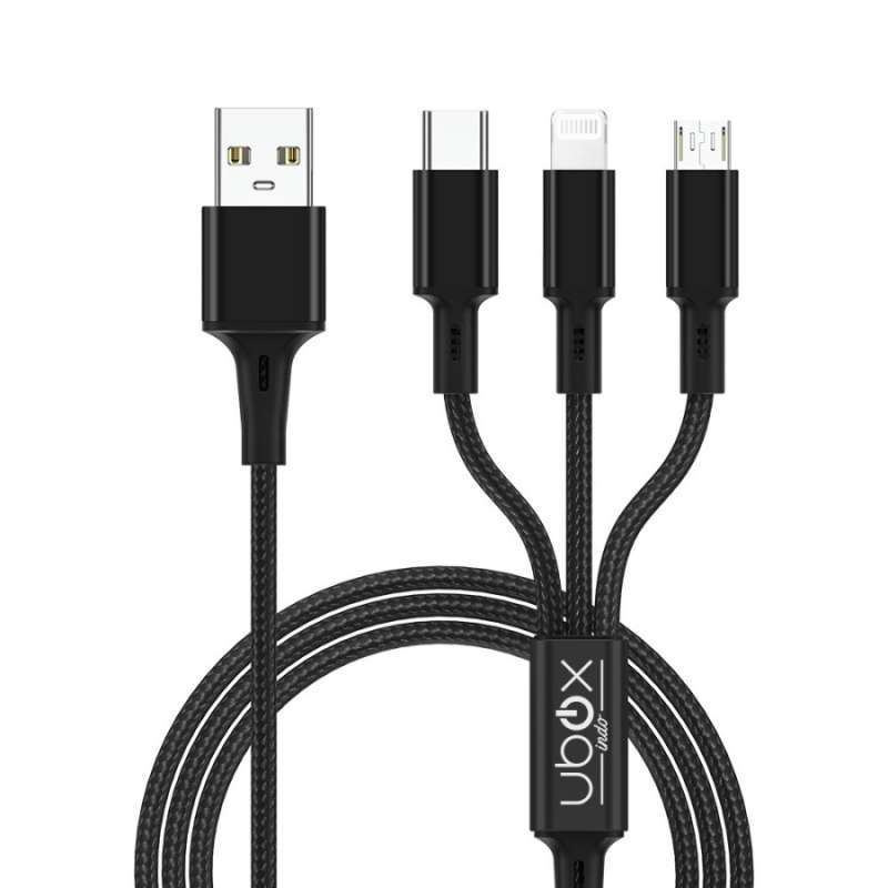 Jual Ubox Tris Cable - Kabel Data Fast Charging Support Vooc - Black di ...