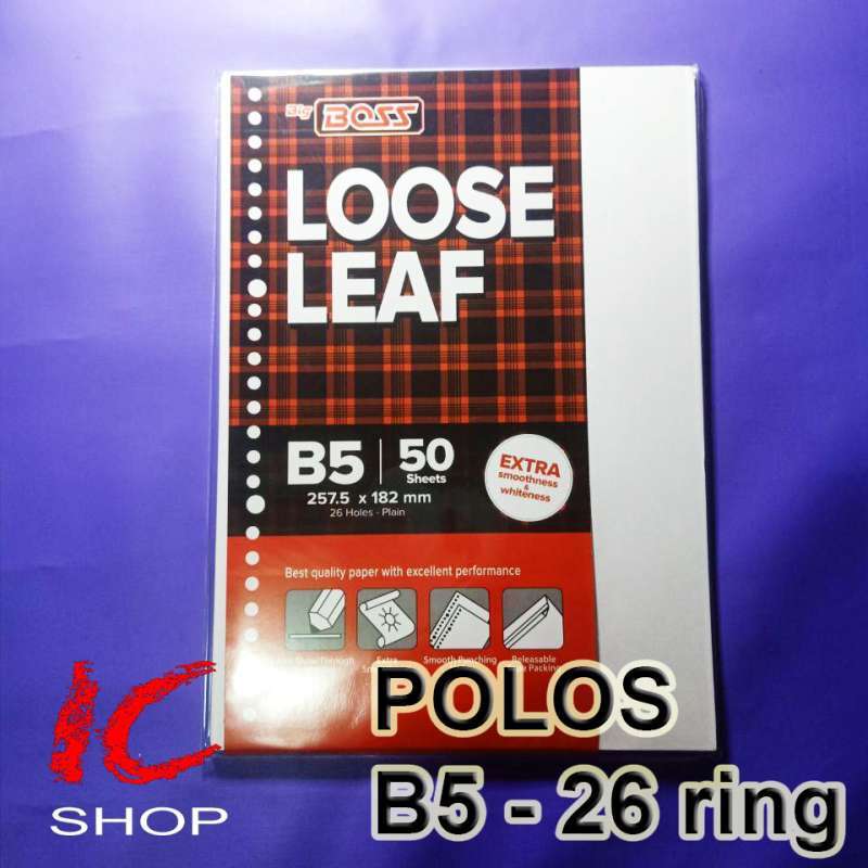 Jual Isi Binder Putih B5 50 lembar Bergaris dan Polos / Loose Leaf Polos dan garis Putih - Polos ...