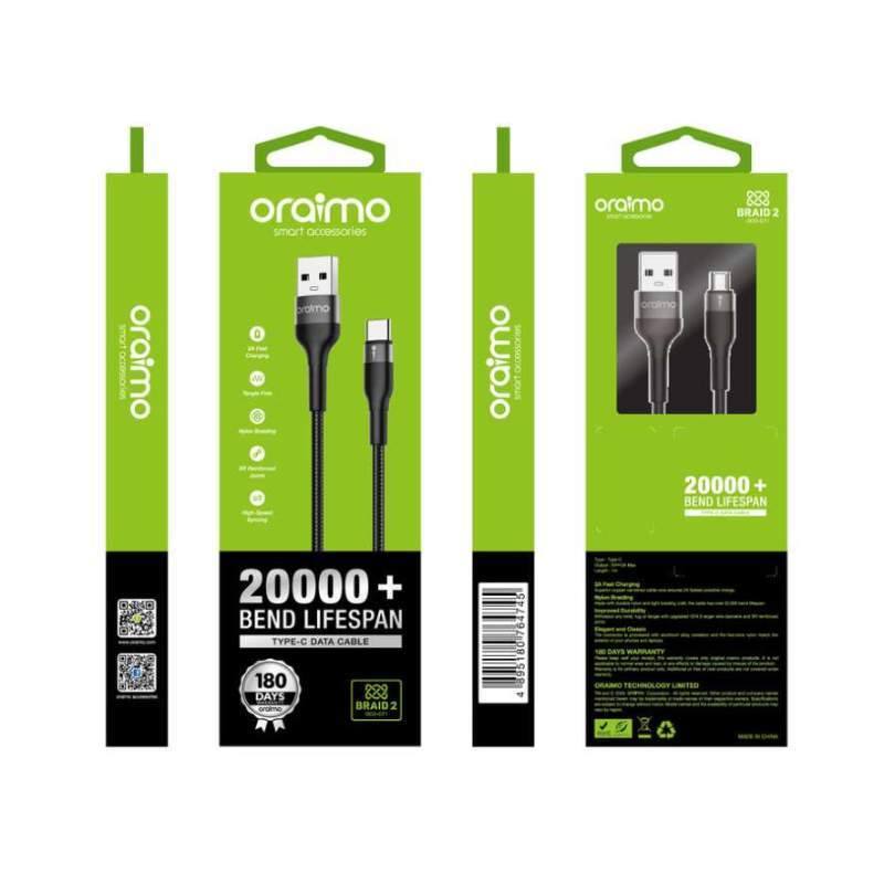 Jual Oraimo Data Cable Fast Charging 5v 2a Kabel Type-c Panjang 1m Ocd ...