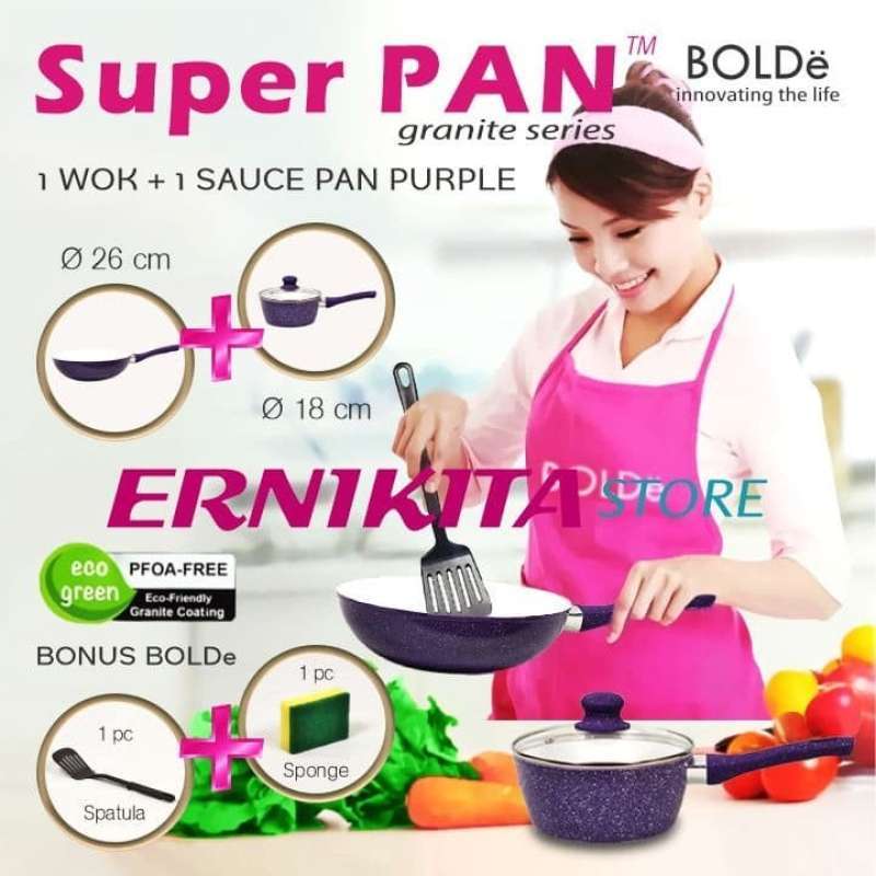Jual Bolde Superpan Purple Set - Cookware Panci Granite Coating Di ...