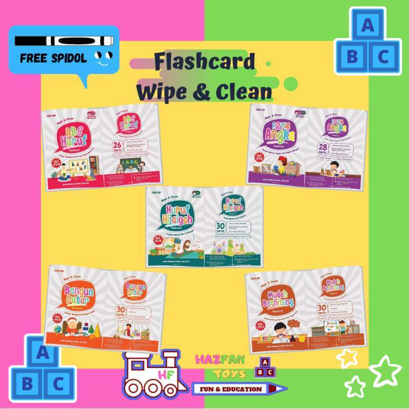 Jual Flash Card Wipe and Clean Mainan Kartu Edukasi Anak Huruf Angka ...