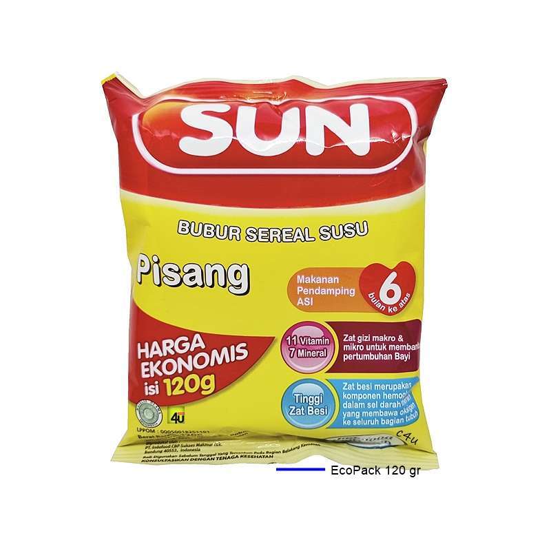 Jual SUN Bubur Susu Sereal PISANG - Kemasan Ekonomis 120g di Seller ...