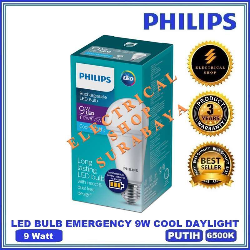 Promo PHILIPS EMERGENCY LAMPU LED BULB 9W 9 WATT PUTIH (GROSIR ...