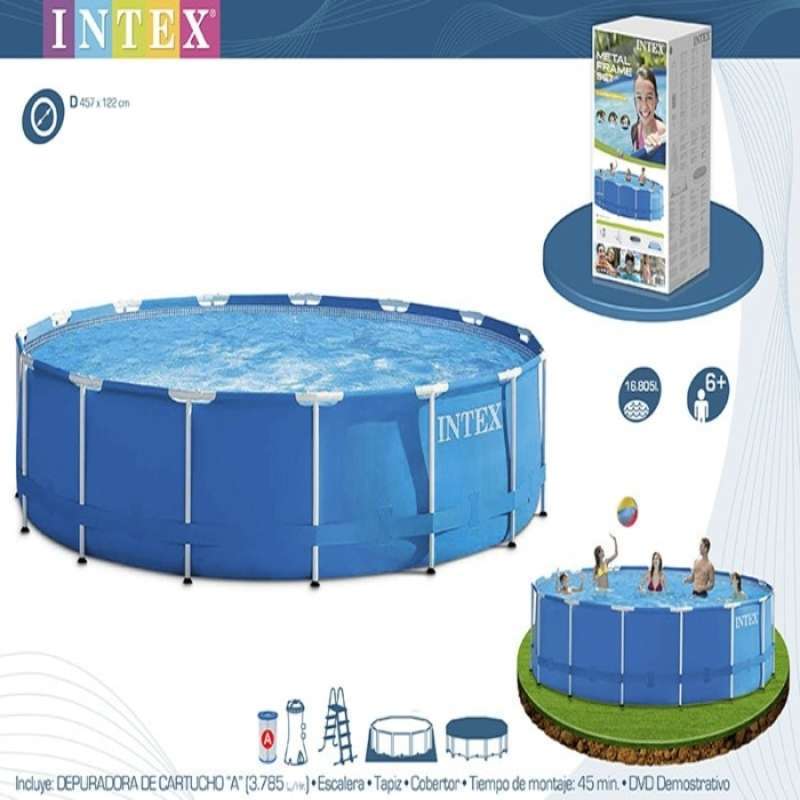 Jual INTEX 28242 KOLAM RENANG KELUARGA METAL FRAME POOL SET FILTER PUMP ...