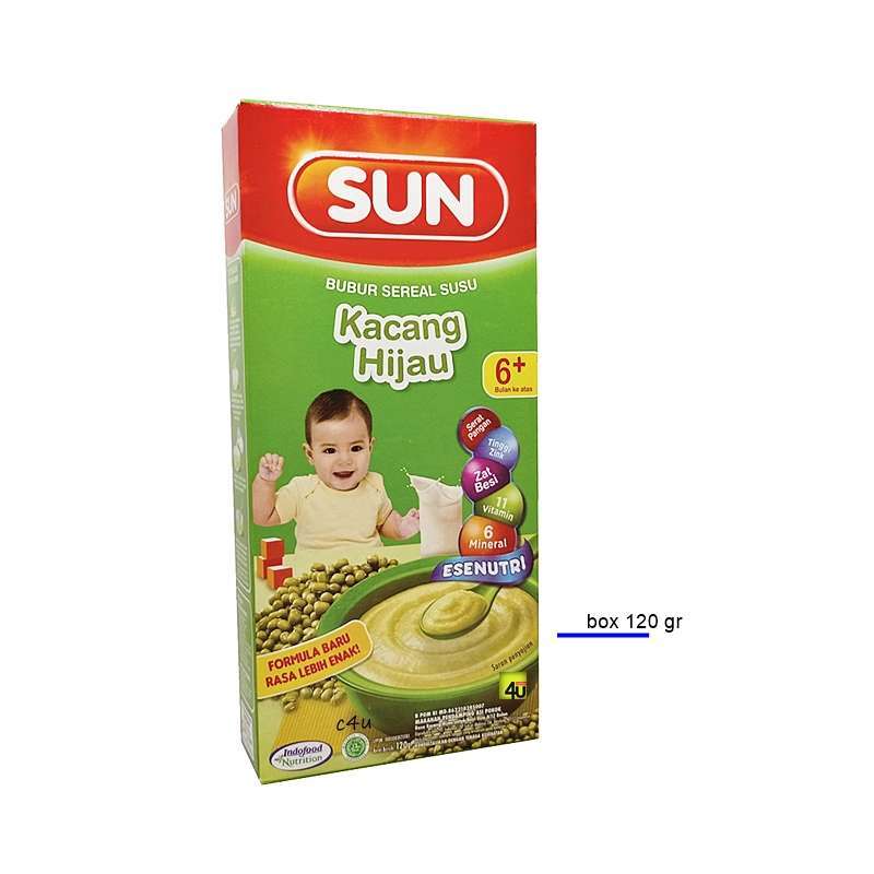 Jual SUN Bubur Susu Sereal KACANG HIJAU - Kemasan BOX [120 gr] di ...