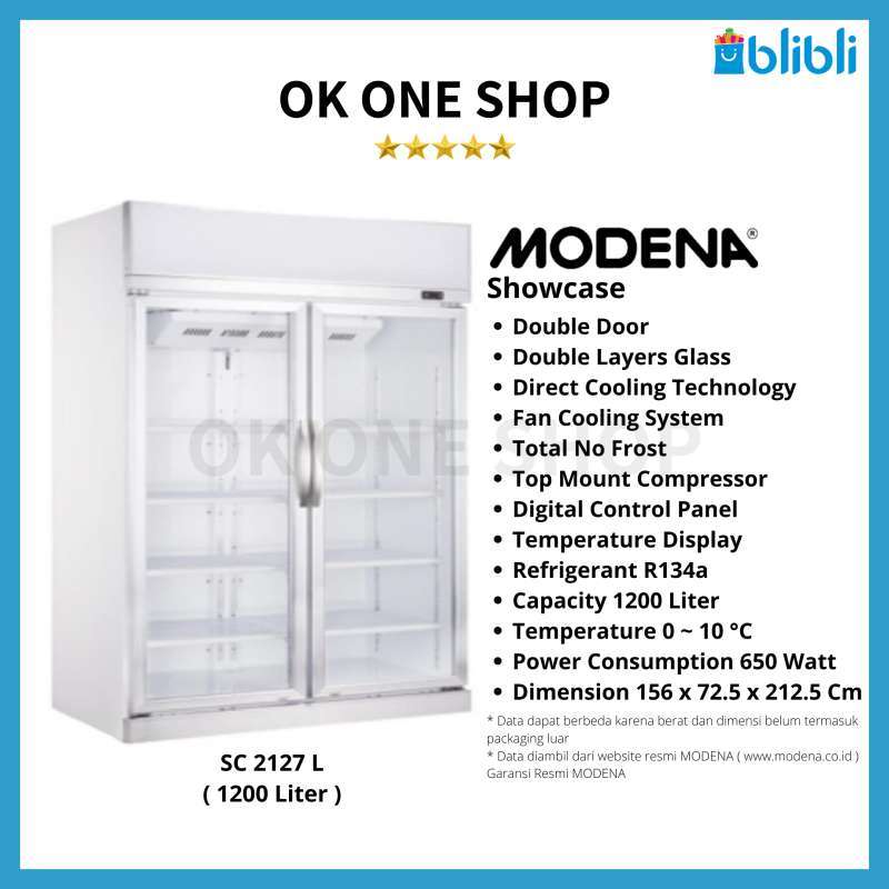Jual Modena Showcase Double Door SC-2127 (1200 Ltr) - No Frost ...