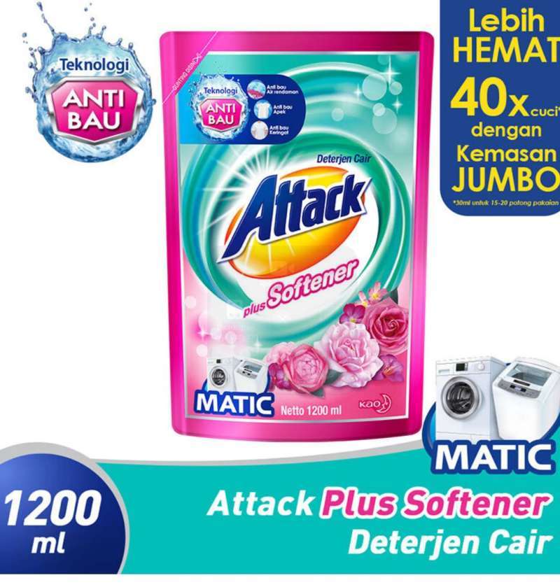 Jual ATTACK Plus Softener Liquid Detergent Pouch [1200mL] di Seller ...