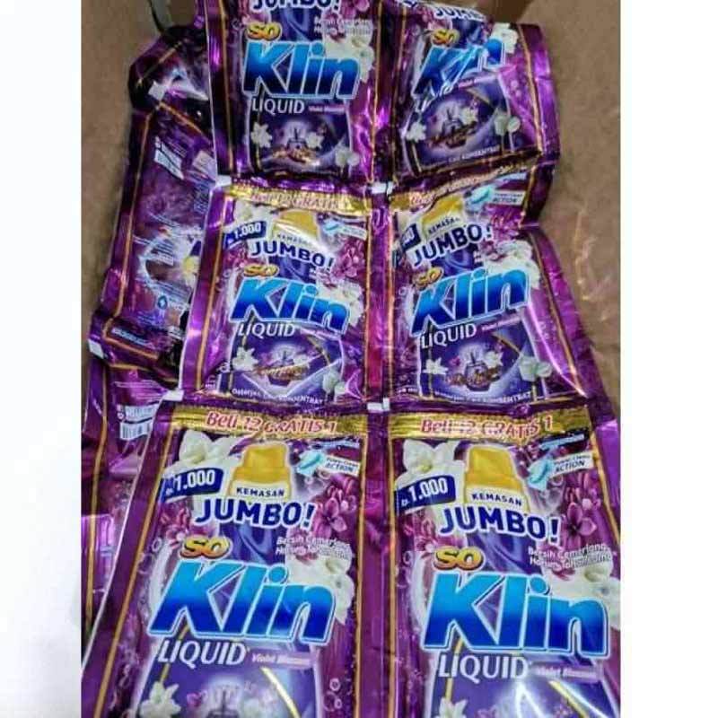 Jual So Klin Liquid Detergent Violet Blossom Ungu 48 Ml (14sachet) Di ...