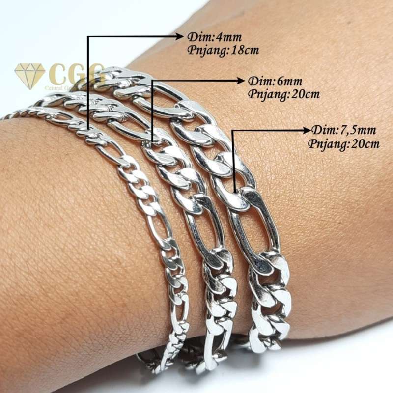 Jual Gelang Pria Titanium Silver Model Rantai Terbaru Di Seller ...