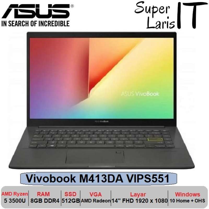 Jual Asus Vivobook M413DA VIPS551 R5 3500U|8GB|512GB|14 IPS|W10 OHS ...
