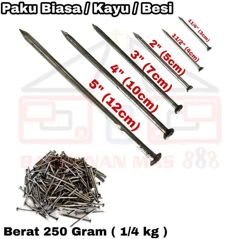 Jual PAKU BIASA 5 cm Berat 250 gram - PAKU KAYU - PAKU SERI - BANGUNAN MAS 888 di Seller ...