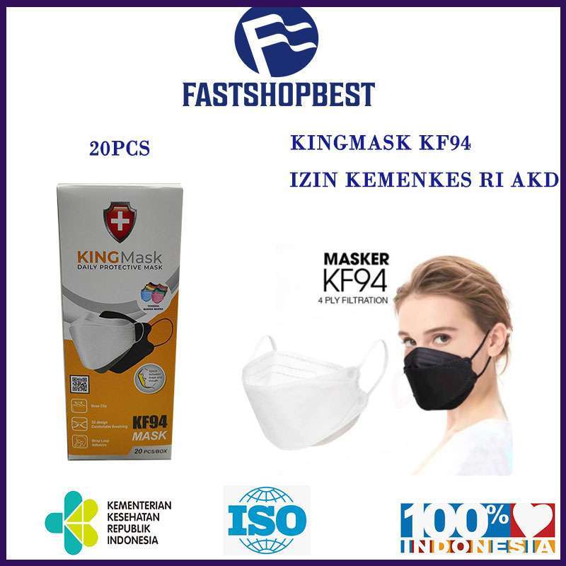 Jual Masker kf94 korea KINGMask izin kemenkes 1box 20pcs premium - Putih/Hitam/warna warni ...
