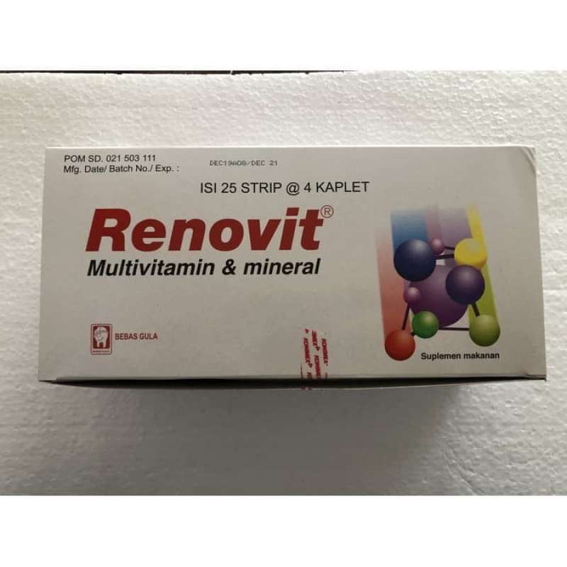 Jual Renovit Multivitamin & Mineral 25 Strip @ 4 Kaplet - Vitamin A B C ...