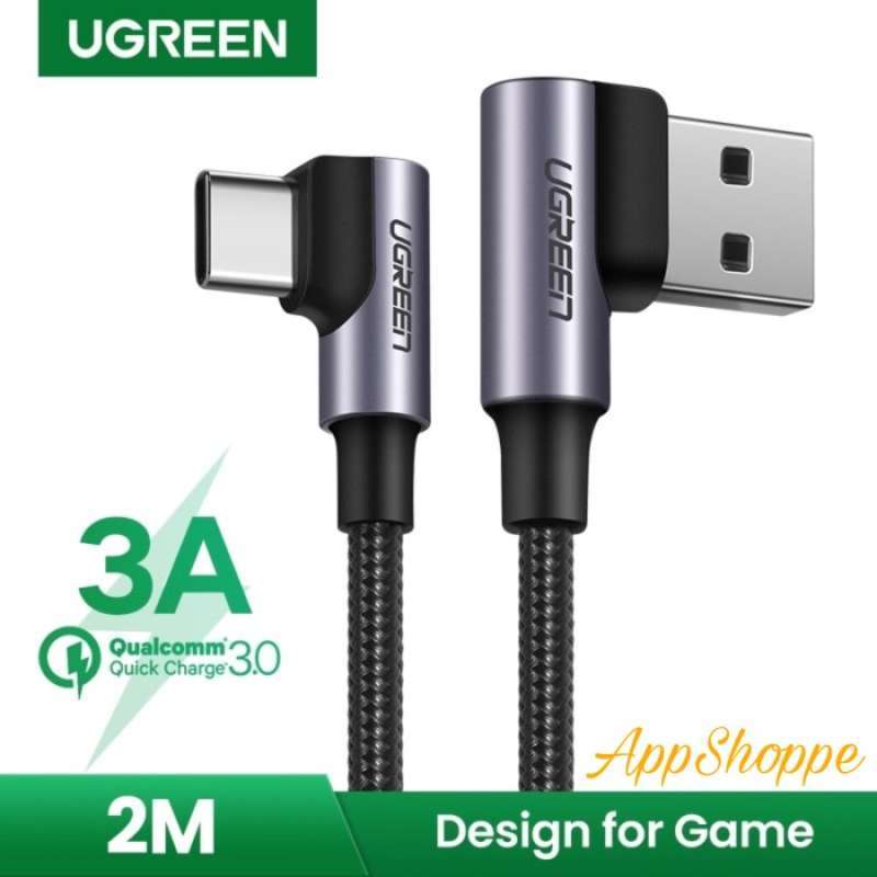 Jual Ugreen Type C Cable Fast Charging 3A Nylon Braided Data 90 Degrees ...
