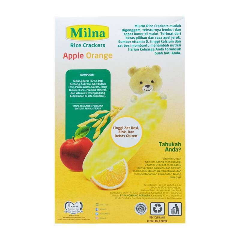 Jual Milna Rice Crackers Biskuit Bayi Apple Orange 20 G Di Seller ...