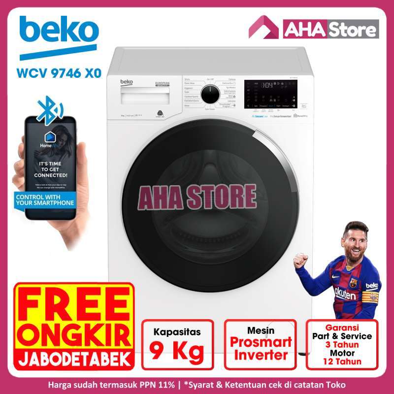 Jual Beko Mesin Cuci Front Loading 9 Kg WCV 9746 X0 Inverter FREE ...