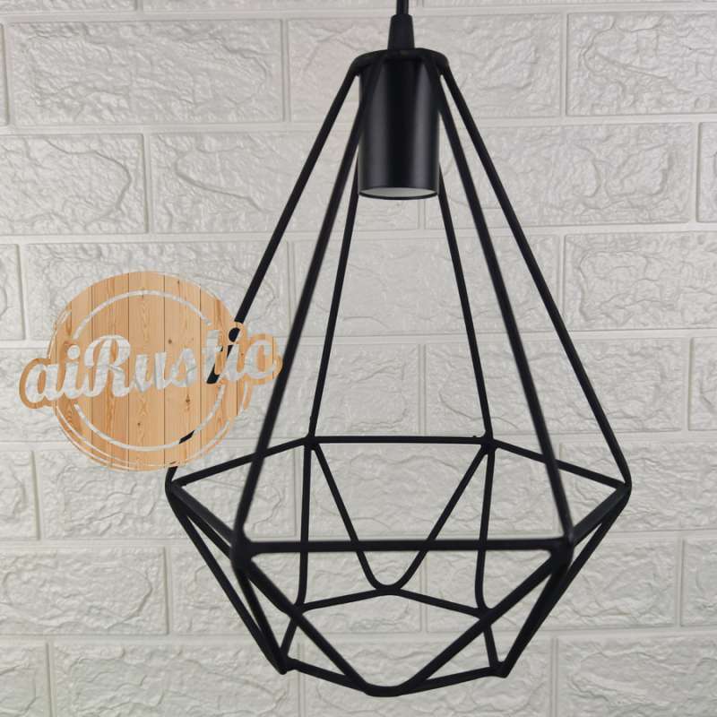 Promo Paket Fitting A1 - Kap lampu Gantung diamond + Fitting A1 - Hitam Diskon 18% di Seller ACB ...