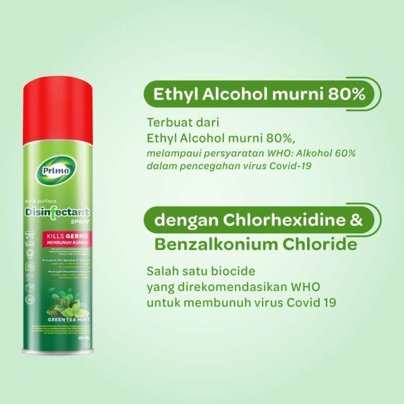 Jual PRIMO Disinfectant Spray Fogging Green Tea 300 mL di Seller toko ...