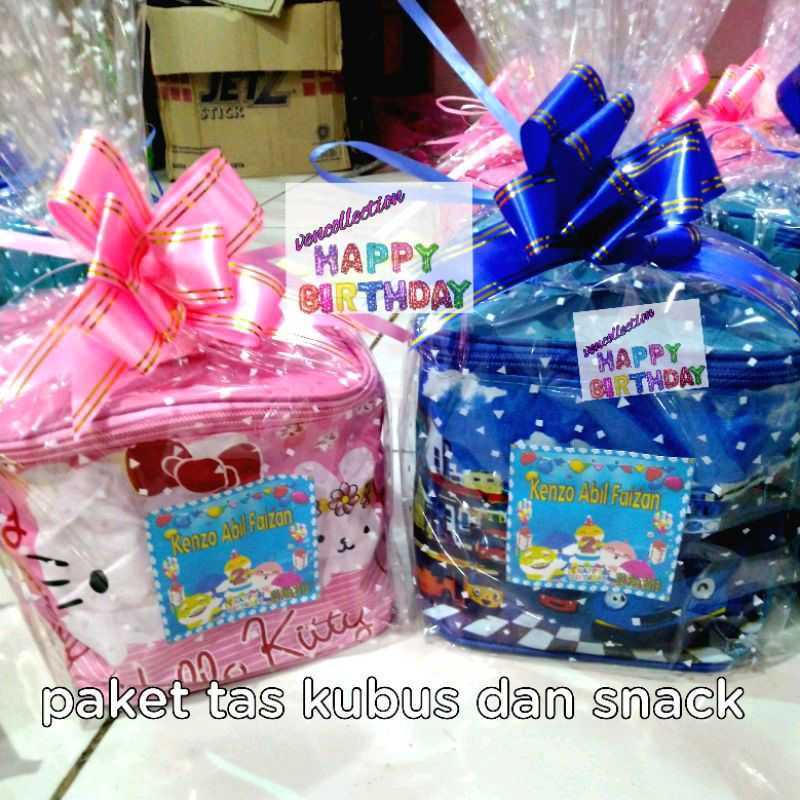 Jual souvenir ulang tahun tas kubus isi snack di Seller Vencollection ...