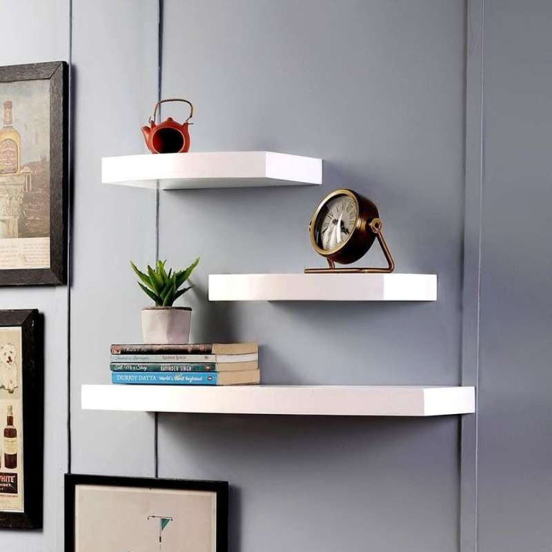 Promo Rak dinding kayu dekorasi ambalan melayang set 3in1 rak gantung ...