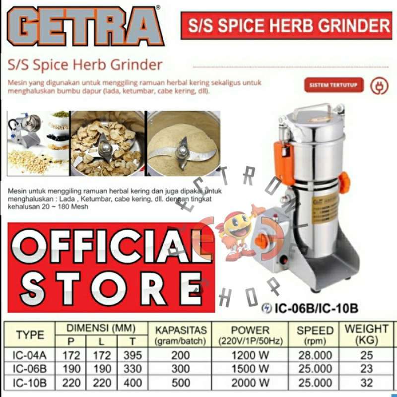 Jual Getra Spice Herb Grinder Ic 10b - Mesin Penggiling Bumbu Kering ...