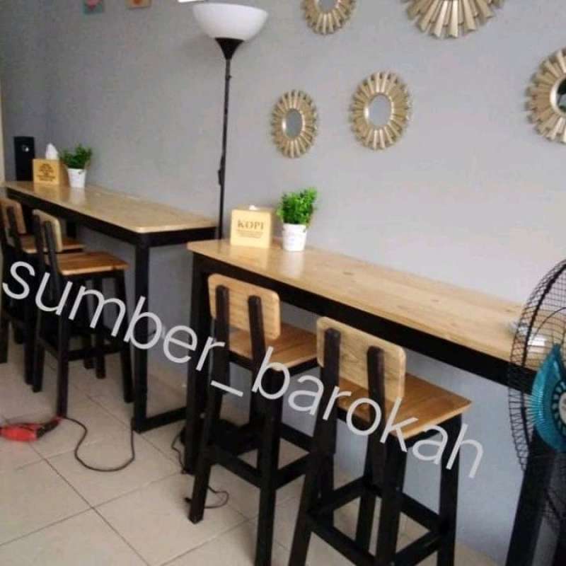 Jual Set Meja Makan Meja Cafe Meja Dinding Cafe (1meja+2kursi) - Hitam ...