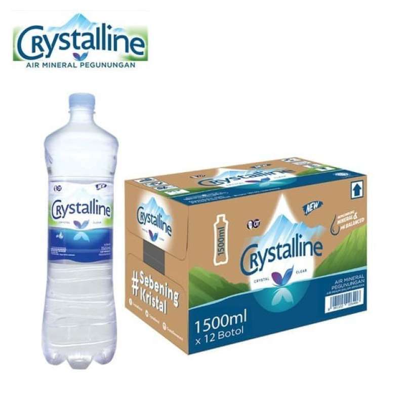 Jual CRYSTALLINE AIR MINUM ALAMI PEGUNUNGAN/AIR MINERAL PH 8/1500ML X 12 PC di Seller LEVIN MART ...