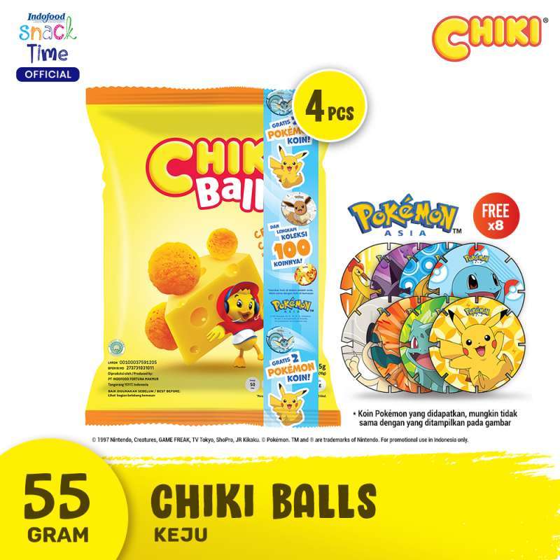 Jual Chiki Balls Keju 55 Gr [4 Pcs] - Free 8 Pcs Pokémon Coins di ...