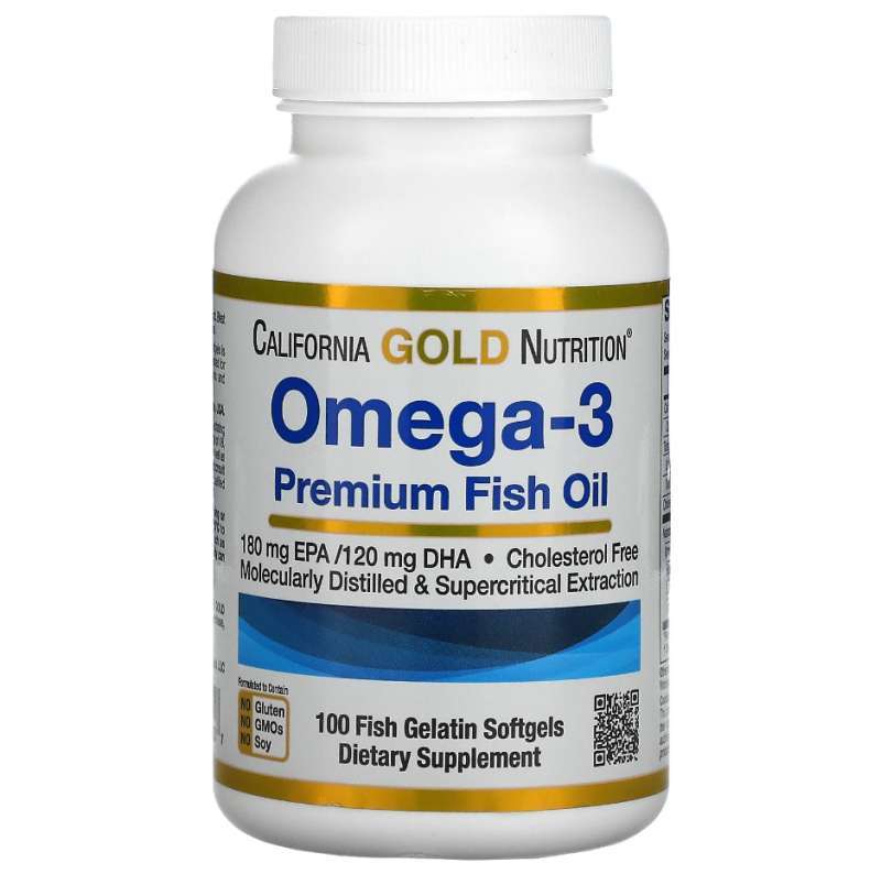 Jual California Gold Nutrition, Omega-3, Premium Fish Oil, 100 Gel Di ...