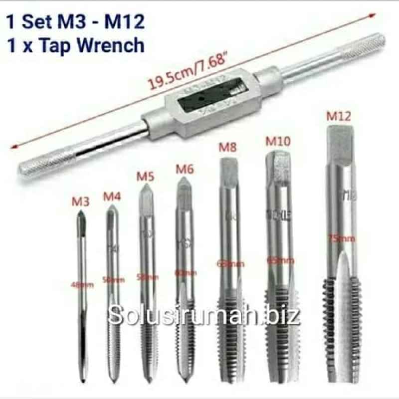 Jual Alat Tap Tapping Drill Mata Bor Pembuat Drat Ulir Set 8pcs di ...