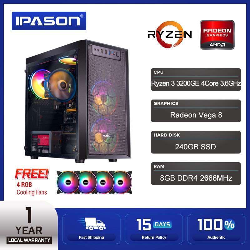 Jual IPASON AMD Ryzen 3 3200GE /Radeon Vega 8 Gaming PC Desktop Computer - 16 GB di Seller ...