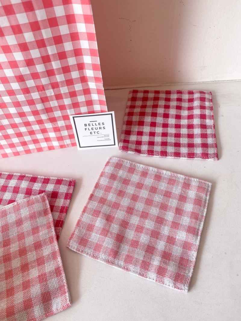 Jual Gingham Cotton Korean Coaster- Tatakan Gelas kain- Properti Foto ...