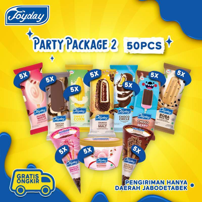 Promo Joyday Ice Cream Party Package 2 - Isi 50pcs Eskrim Mix Diskon 35 ...