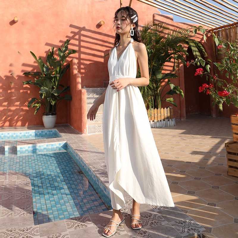 Promo IELGY Dress Midi Halter Model Backless Hem Asimetris untuk Wanita ...